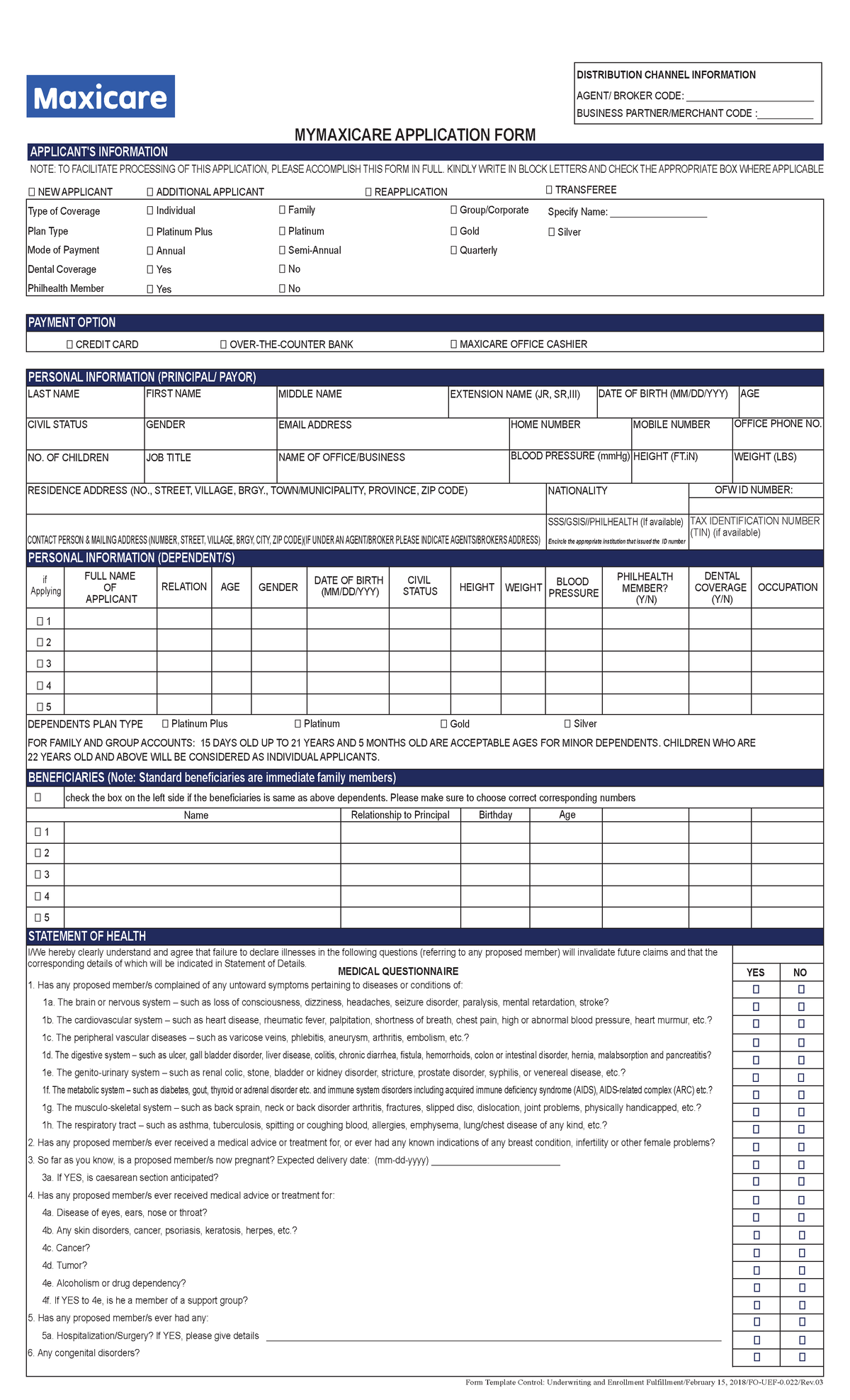 Maxicare FORM Compressed - DISTRIBUTION CHANNEL INFORMATION BUSINESS ...