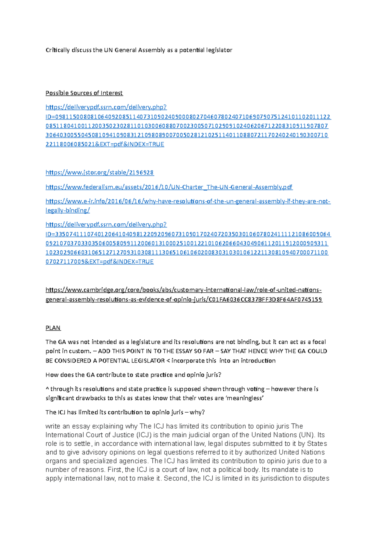 General assembly notes - Critically discuss the UN General Assembly as ...