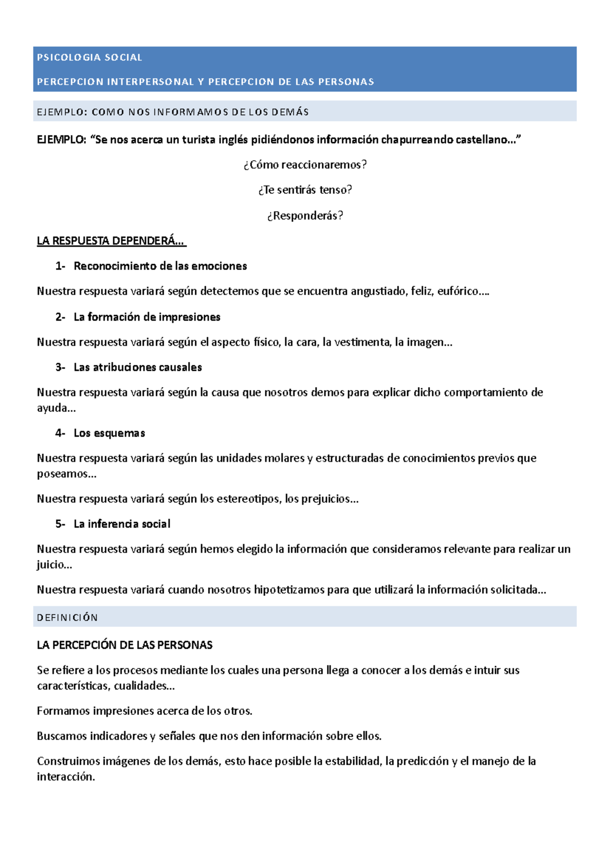 10. Percepción interpersonal - PSICOLOGIA SOCIAL PERCEPCION ...