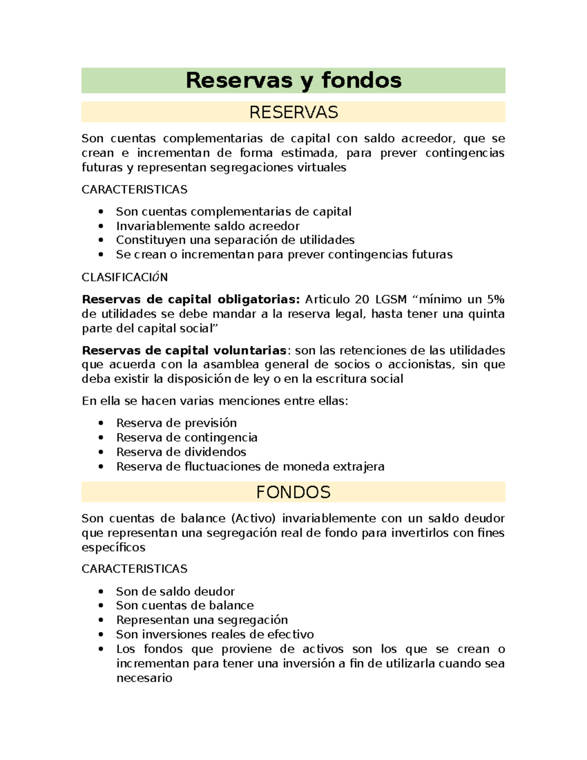 tema de reservas y fondos - Reservas y fondos RESERVAS Son cuentas ...