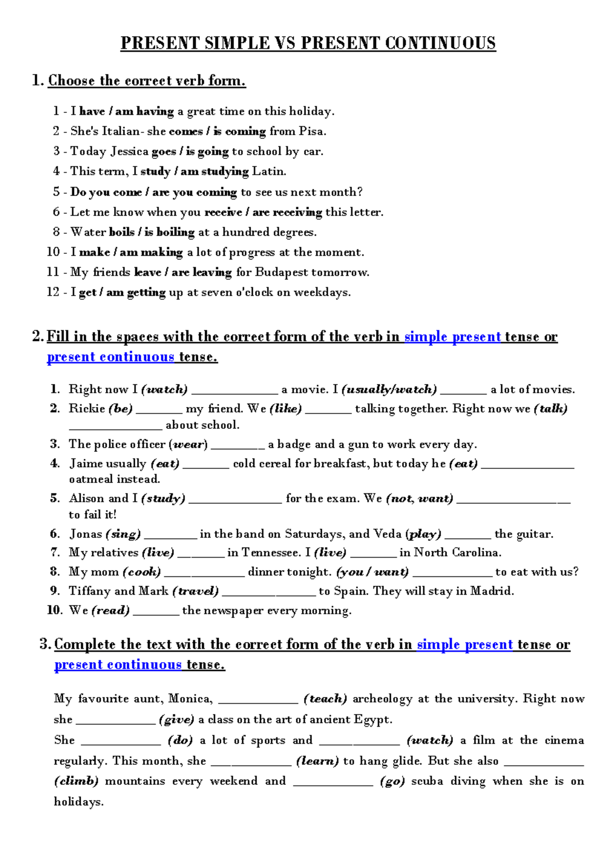 Starter pr simple vs pr continuous - PRESENT SIMPLE VS PRESENT ...