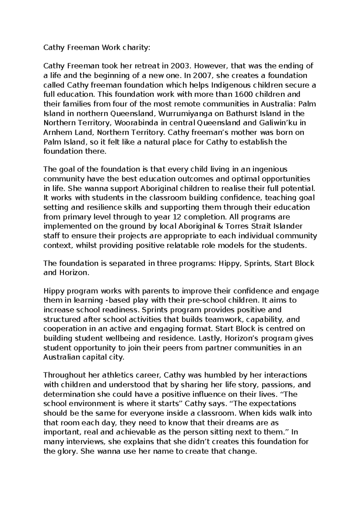 Cathy Freeman 2 - Exposé - Cathy Freeman Work charity: Cathy Freeman ...