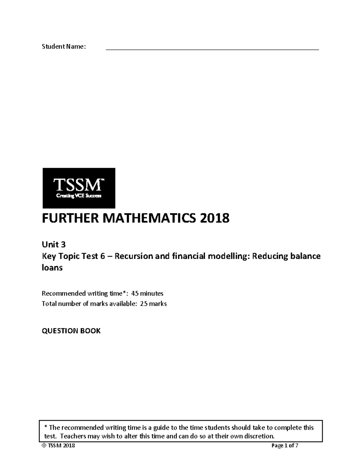 FM Unit 3 KTT 6 Questions - Student Name: - Studocu