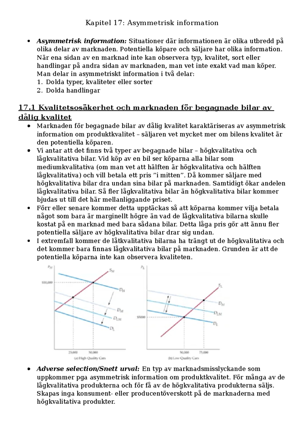 Kap 17 - Asymmetrisk information - Kapitel 17: Asymmetrisk information ...