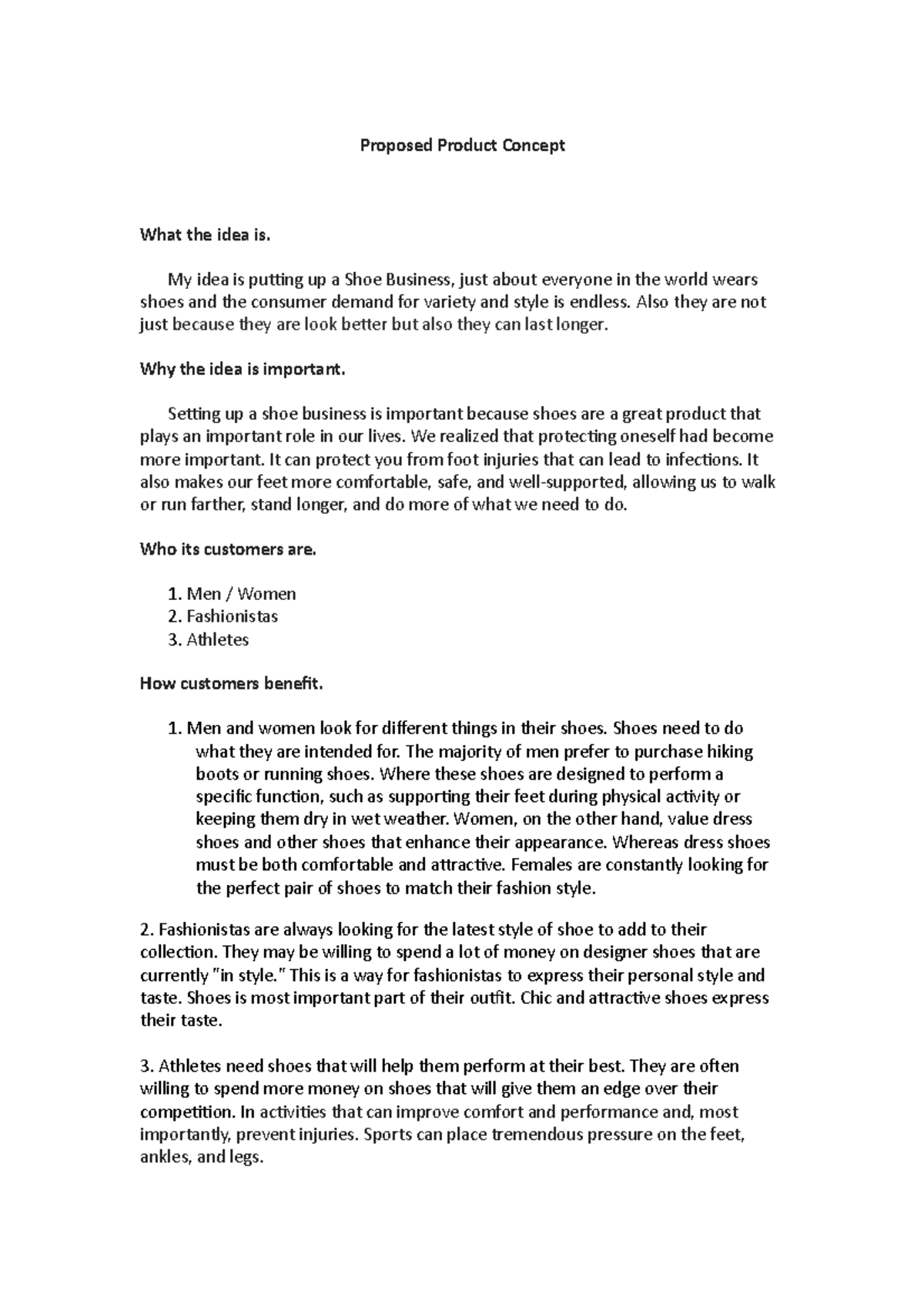 Proposed Product Concept Shoes - Proposed Product Concept What the idea ...