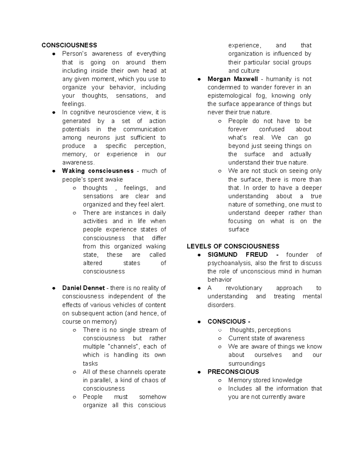 Consciousness - Summary Introduction to Psychology - CONSCIOUSNESS ...