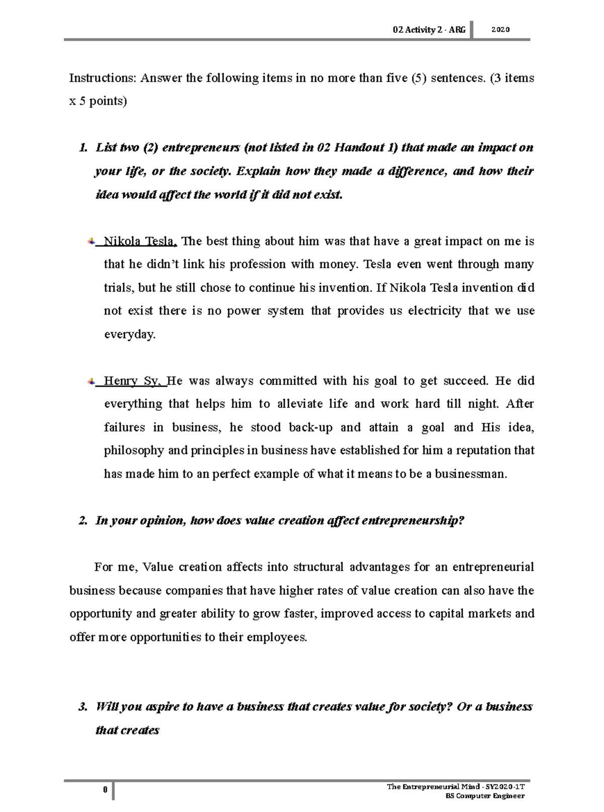 02 Activity 2 - 02 Activity 2 - ARG 2020 Instructions: Answer the ...