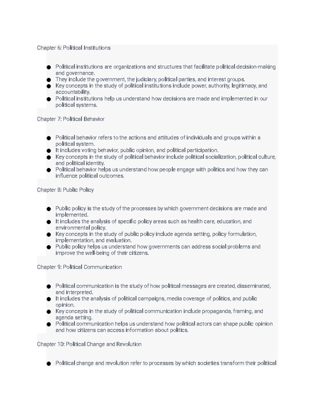 Political Science - Chapter 6: Political Institutions Political ...