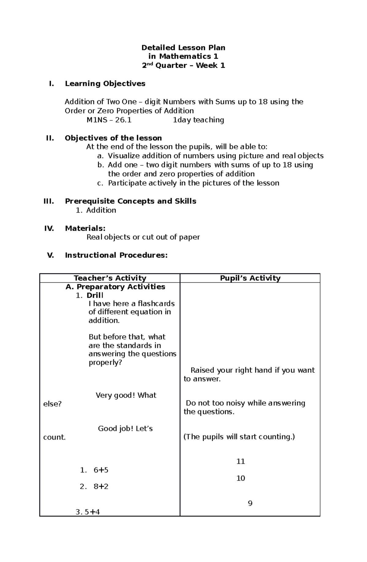 443694849 Detailed Lesson Plan In Math 1 Docx Detailed Lesson Plan In