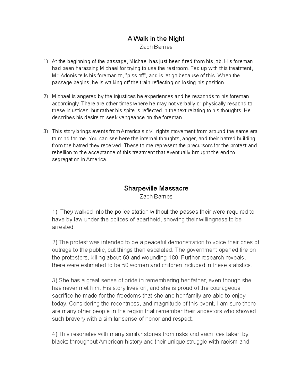 Core Seminar - A Walk in the Night - A Walk in the Night Zach Barnes At ...