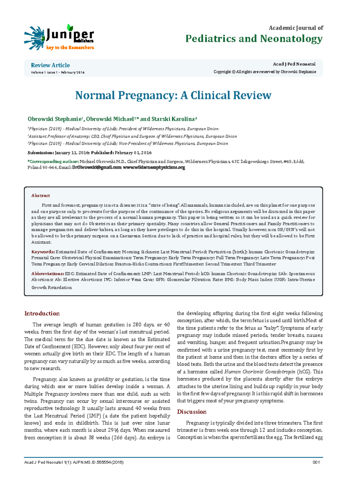 Normal Pregnancy Clinical Review - Academic Journal of Pediatrics and ...