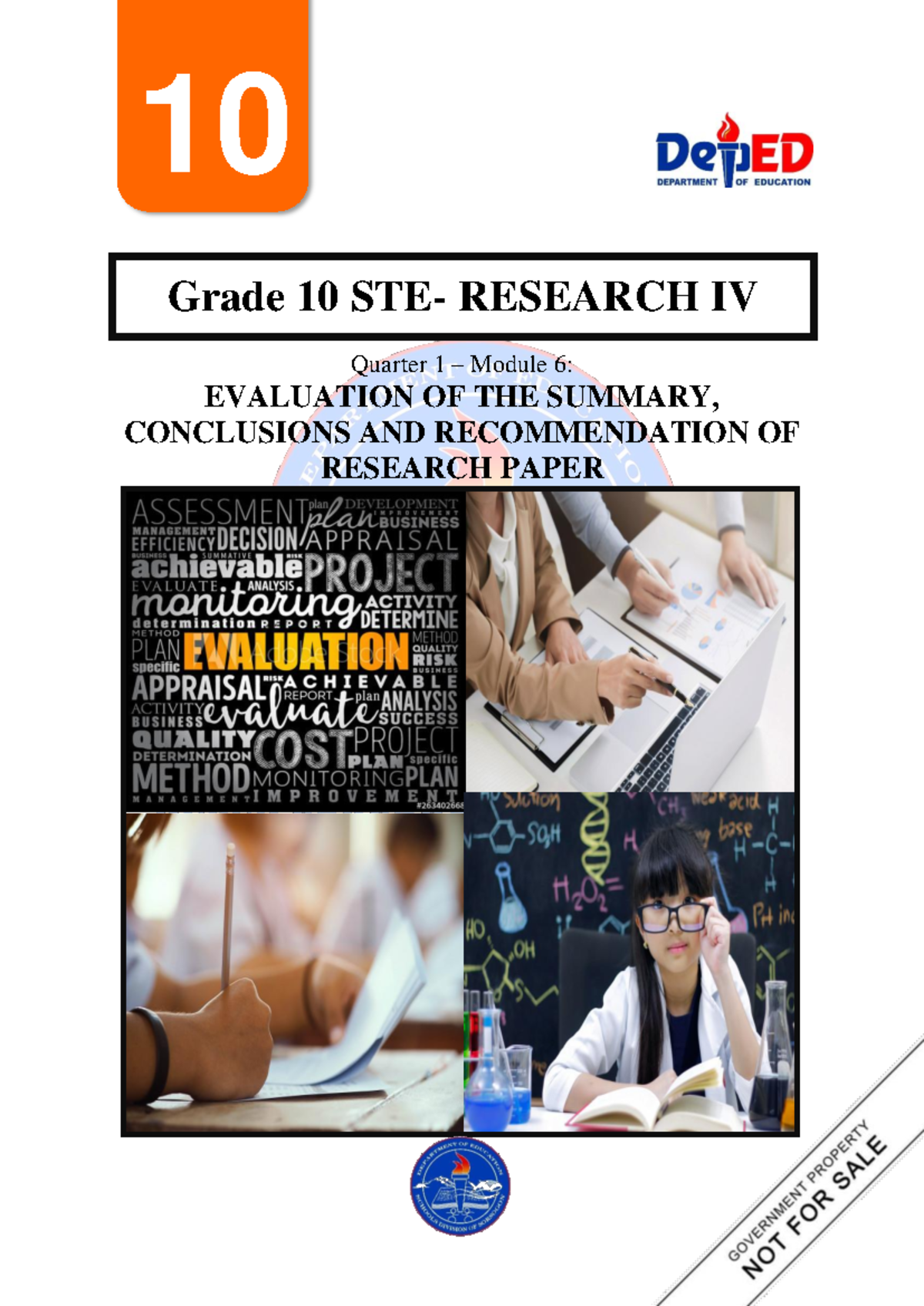 EVALUATION OF THE SUMMARY, CONCLUSIONS AND RECOMMENDATION OF RESEARCH ...