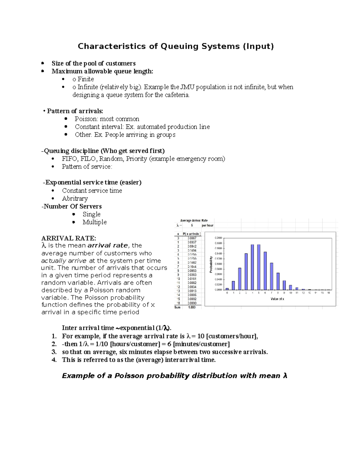 291 review queuing - Characteristics of Queuing Systems (Input) Size of the pool of customers ...