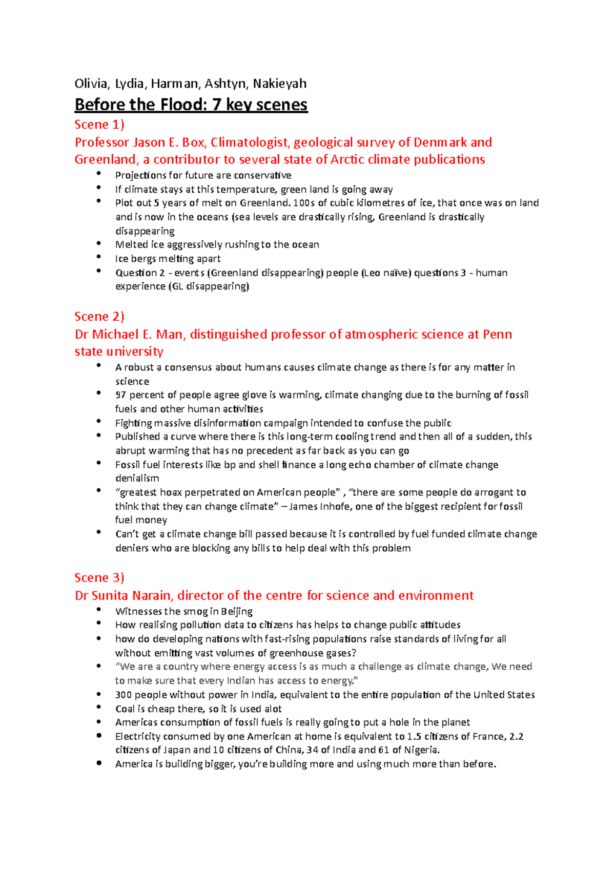 BTF 7 key scenes - group - before the food documentary notes - Olivia ...
