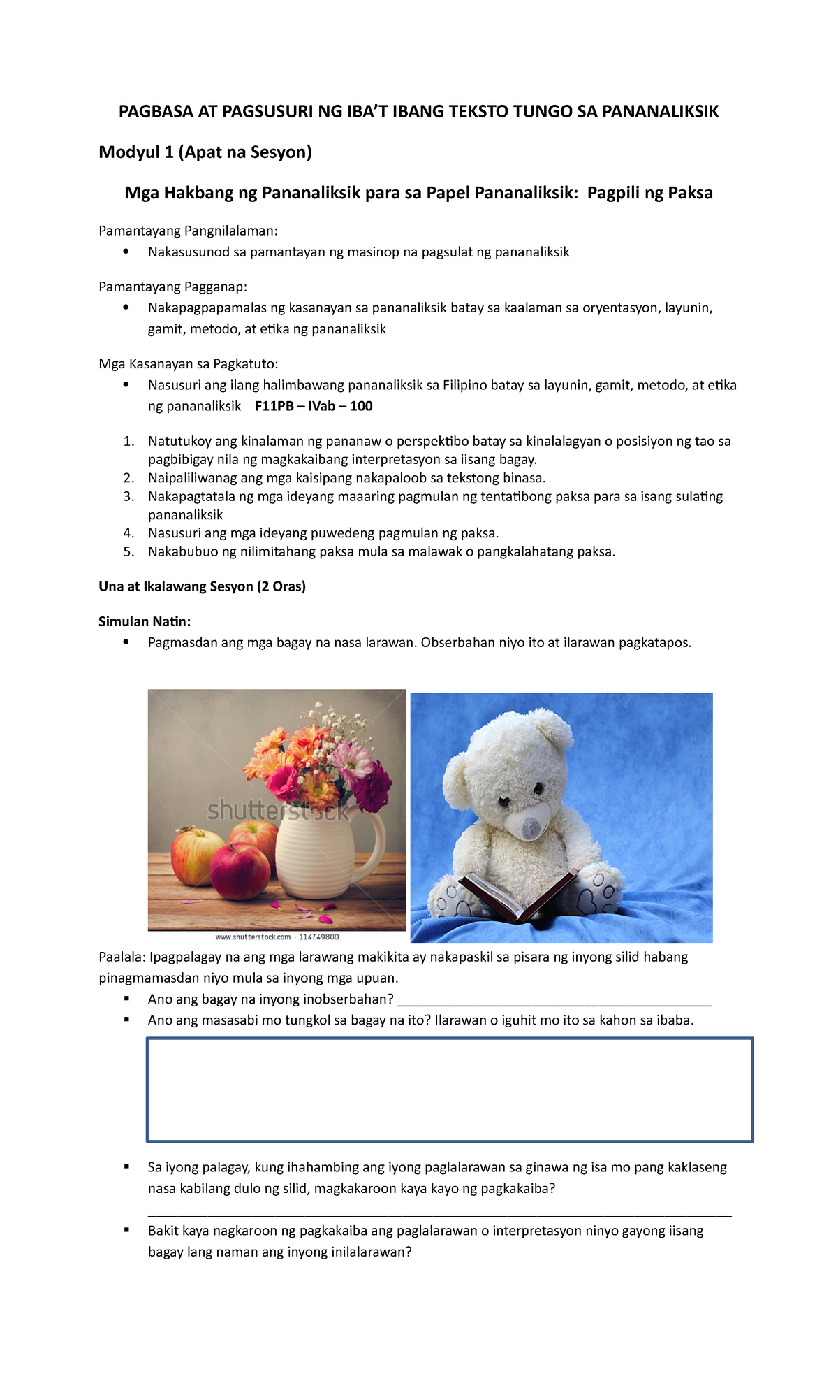 Modyul 1 Pagbasa at Pagsusuri ng Ibat ib - PAGBASA AT PAGSUSURI NG IBA ...