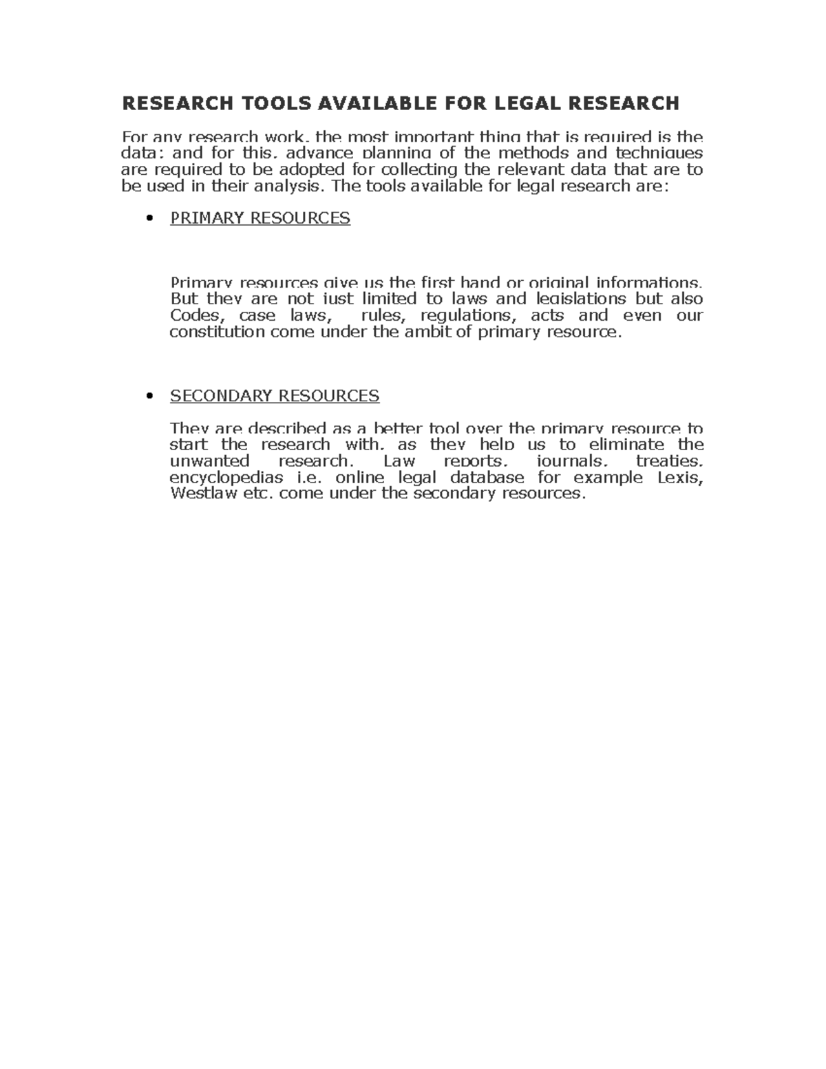 Legal research tools: important in legal fraternity - RESEARCH TOOLS ...