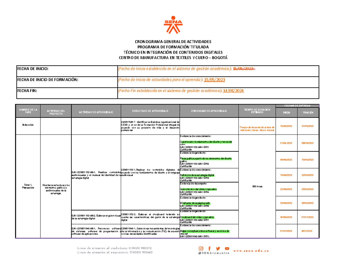 Cronograman Integracinn Nn DEn Contenidosn Digitales 6364ecd71e0e958 - CRONOGRAMA GENERAL DE ...