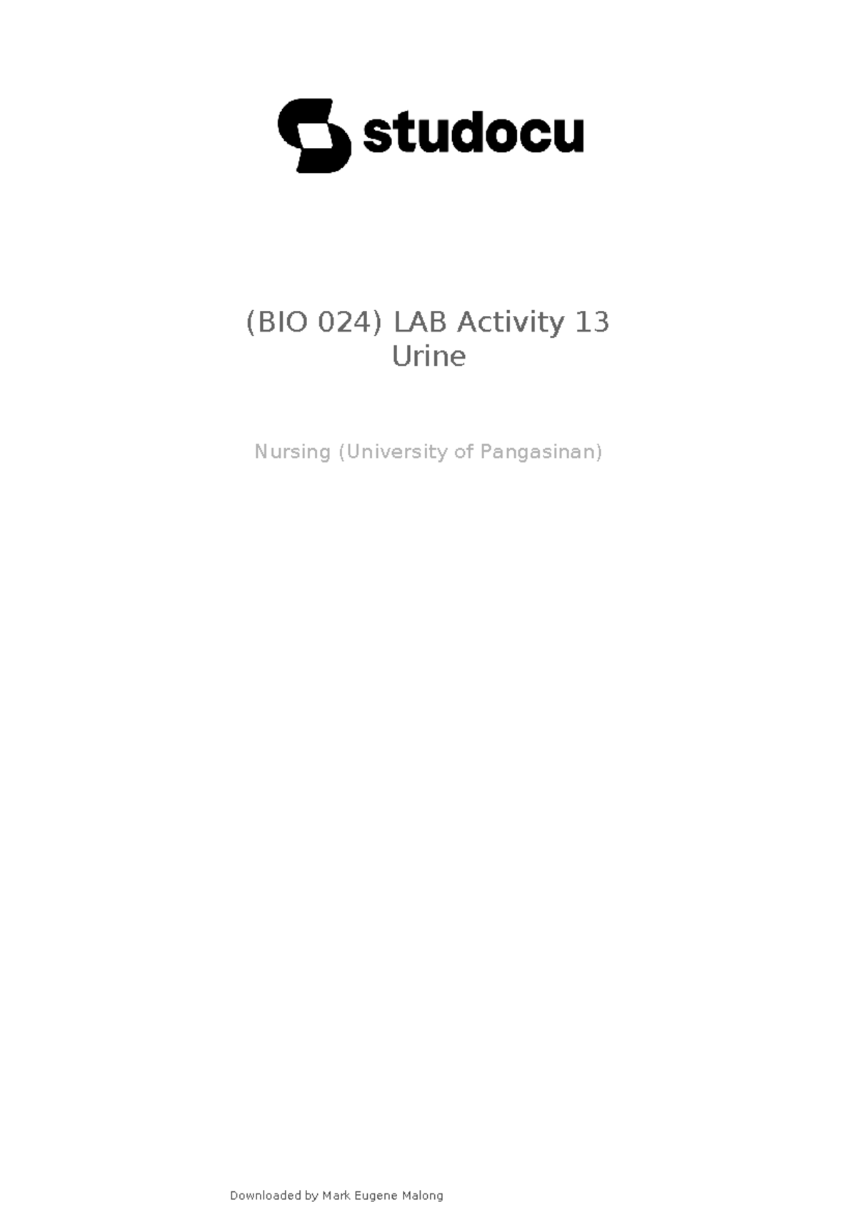 Bio 024 lab activity 13 urine - (BIO 024) LAB Activity 13 Urine Nursing ...