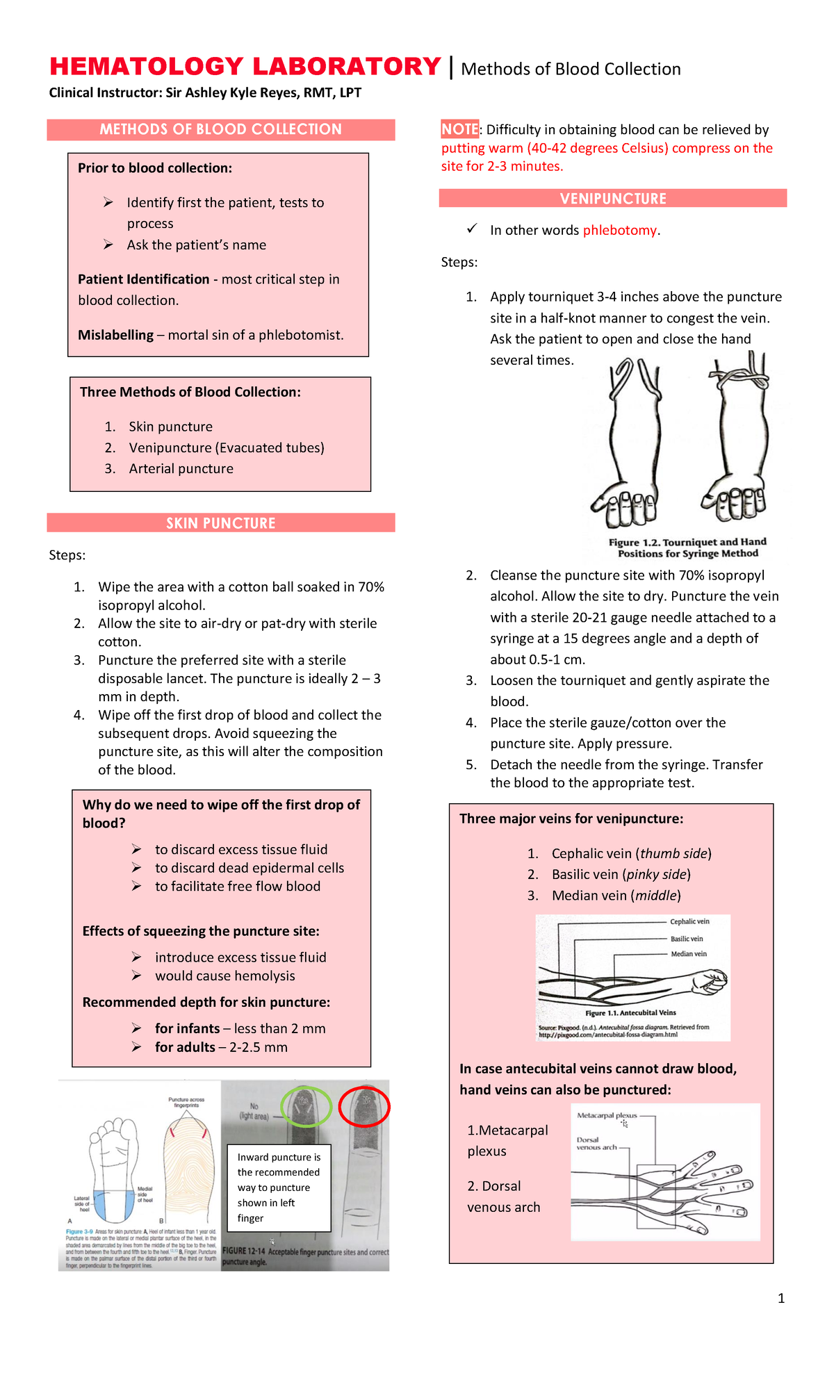 Hema Lab-Blood Collection - HEMATOLOGY LABORATORY | Methods of Blood Collection Clinical ...