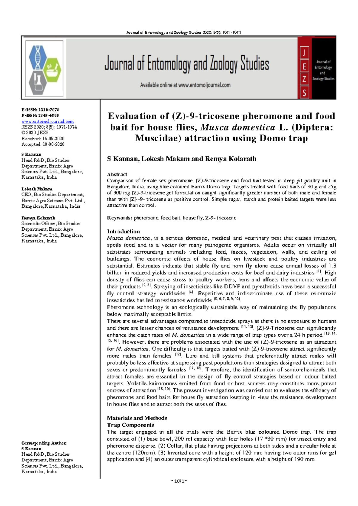 1- Evaluacion DE Z9 Tricosene Y Cebos DE Comida EN Moscas Domestica ...