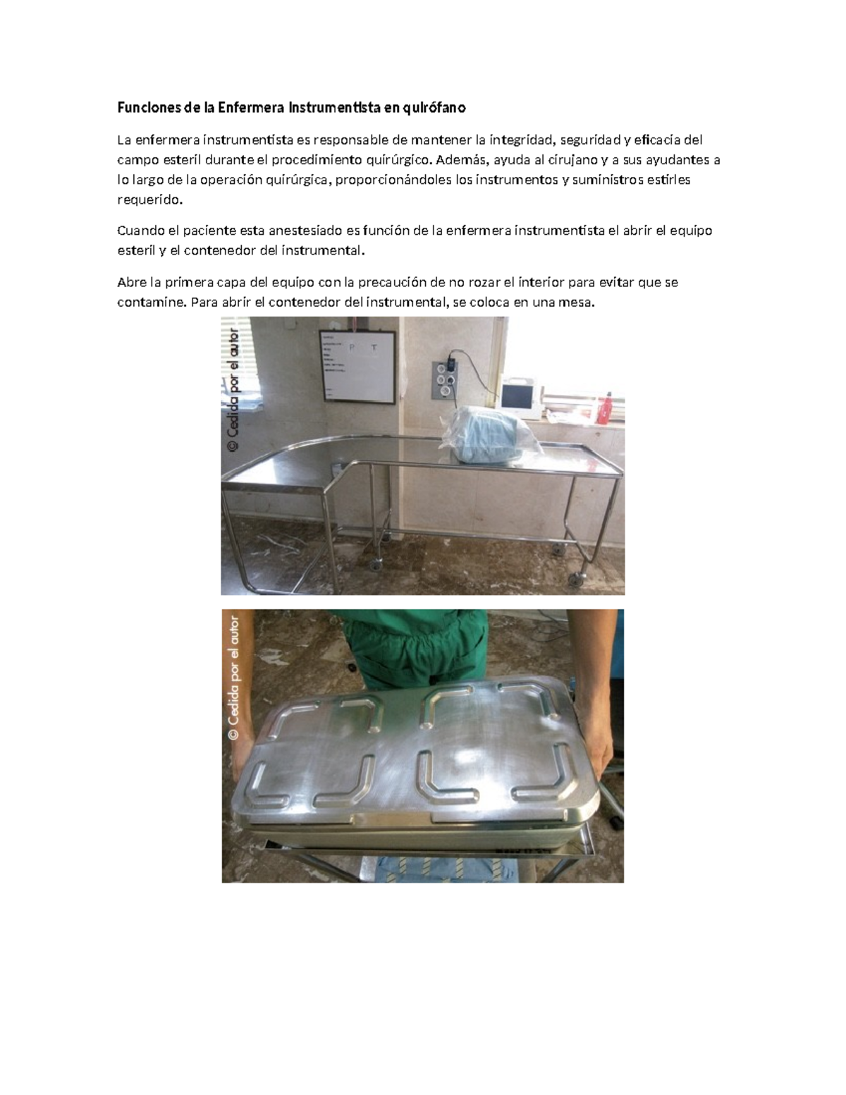 Instrumentista Tecleado - Funciones de la Enfermera instrumentista en quirófano La enfermera ...