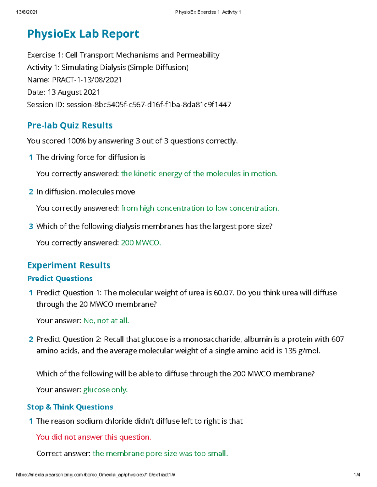 Physio Ex Exercise 1 Activity 1 - PhysioEx Lab Report Exercise 1: Cell ...