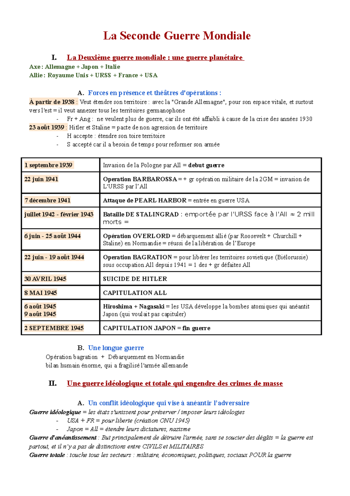 La Seconde Guerre Mondiale - La Deuxième guerre mondiale : une guerre ...