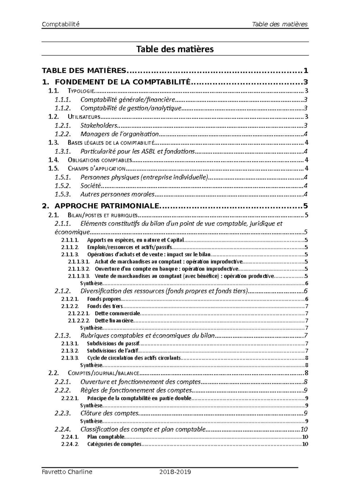 Comptabilité - synthèse - Comptabilité Table des matières TABLE DES ...