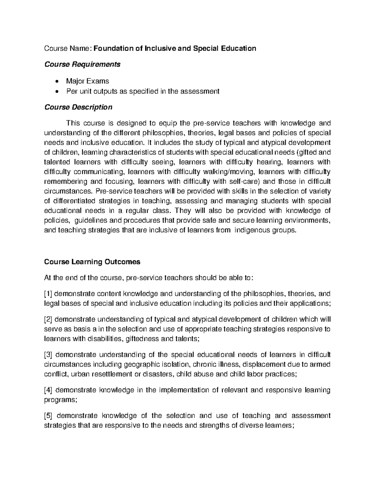 FISE Reference 1 - Foundation of Special and Inclusive Education ...