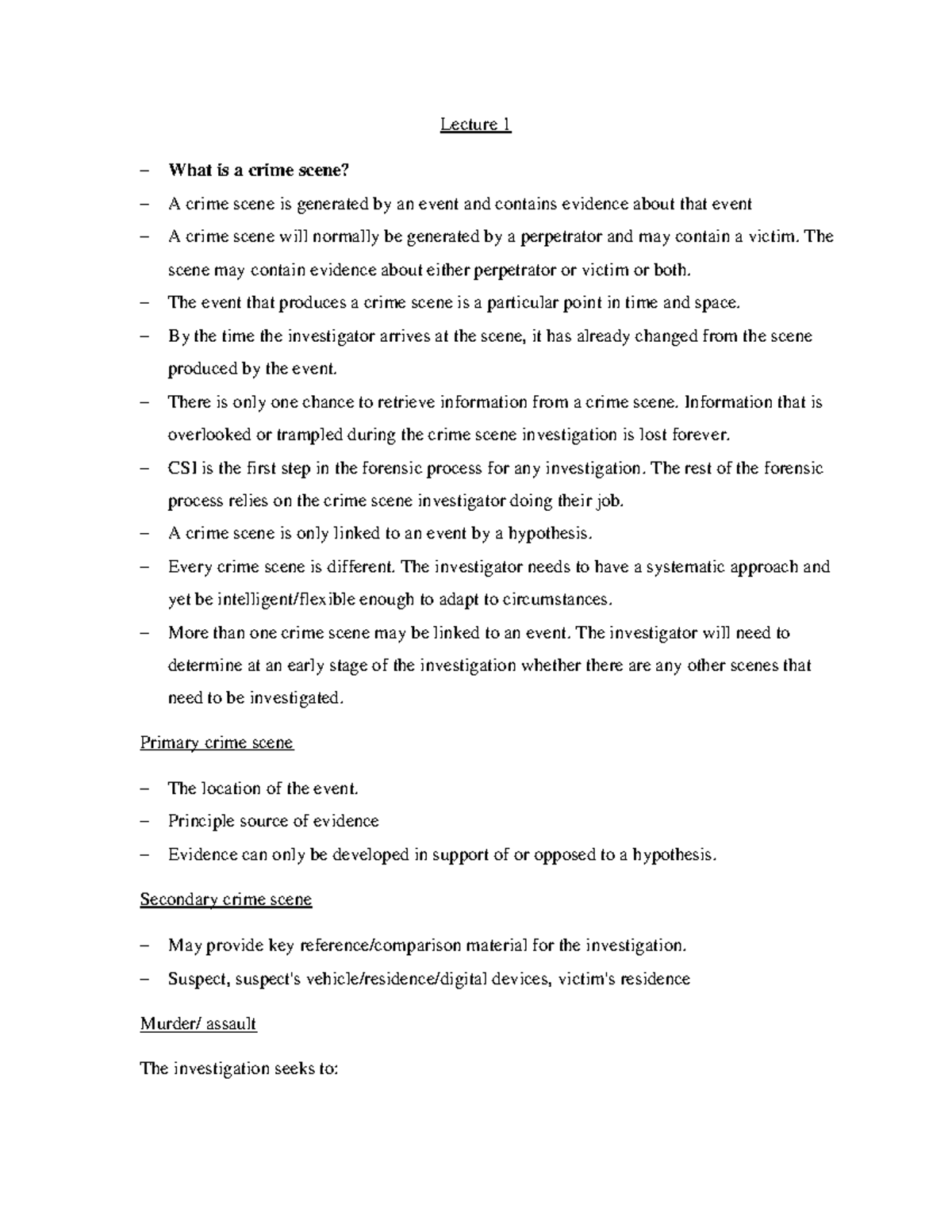 lecture 1 crime scene investigation - Warning: TT: undefined function: 32 Lecture 1 − What is a ...