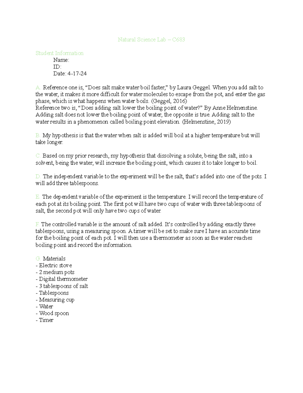 Natural Science Lab - Task 1 - Natural Science Lab – C Student ...