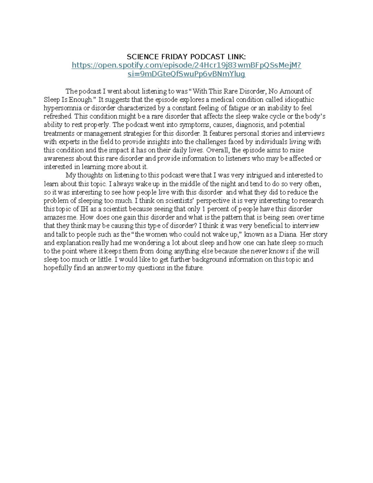 Extra Credit Science Friday - SCIENCE FRIDAY PODCAST LINK: - Studocu