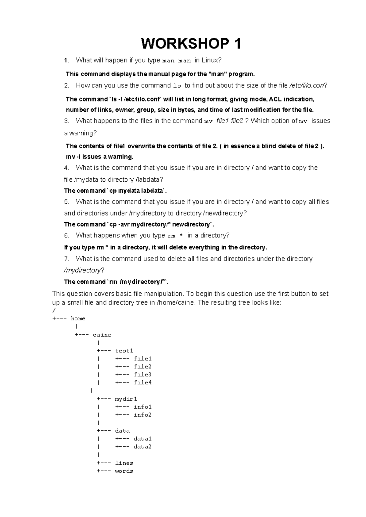 Workshop 1.1 OS - WORKSHOP 1 1. What will happen if you type man man in ...