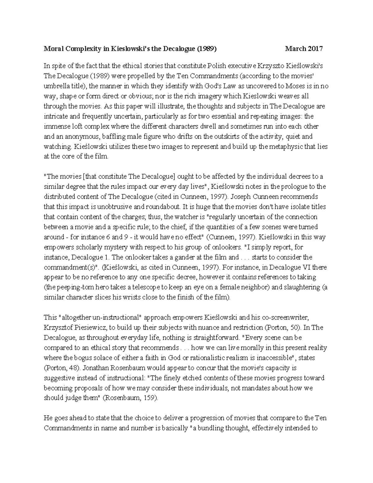 Moral Complexity in Kieslowski's the Decalogue (1989) %09 - As this ...