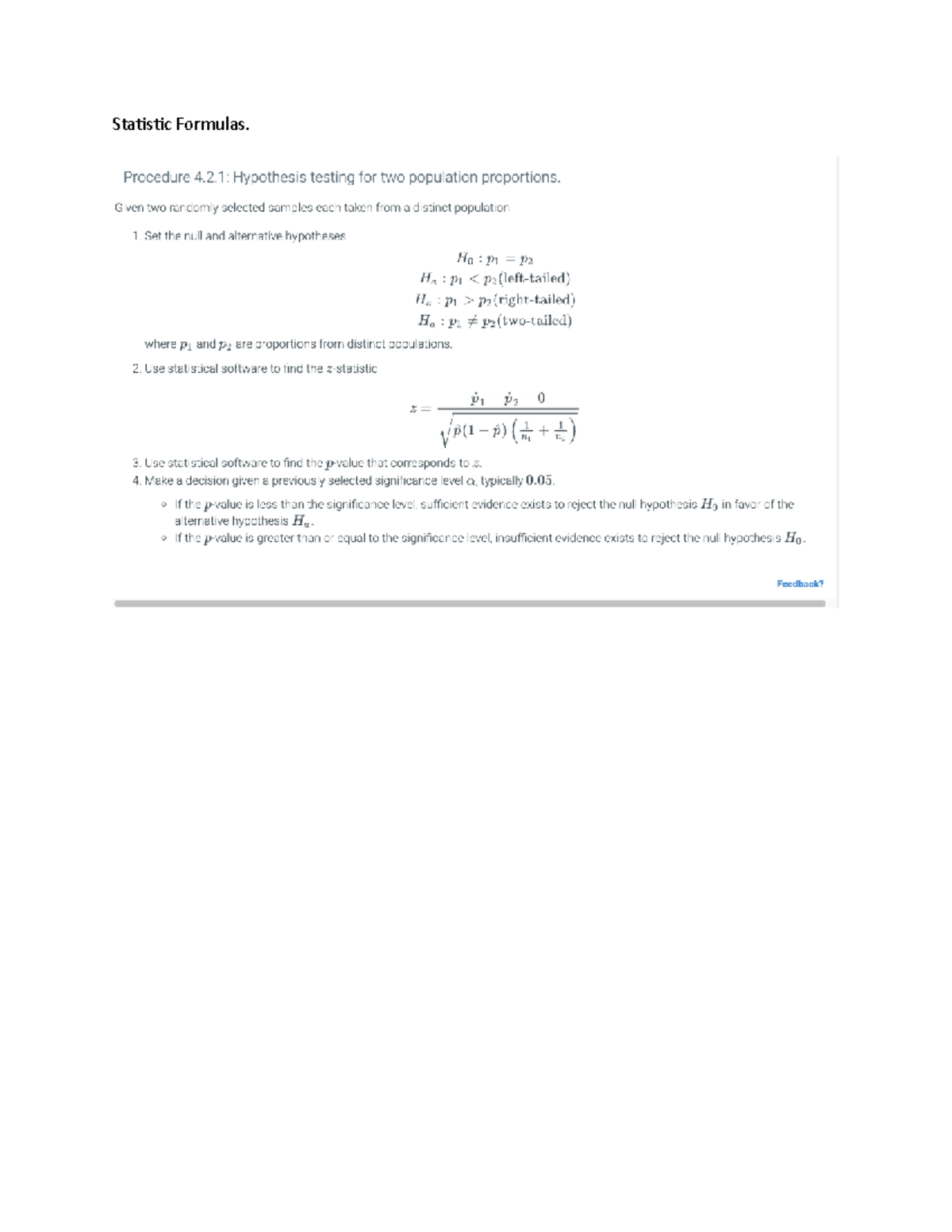 Stats Notes - MAT-243-X5061 - Statistic Formulas. - Studocu