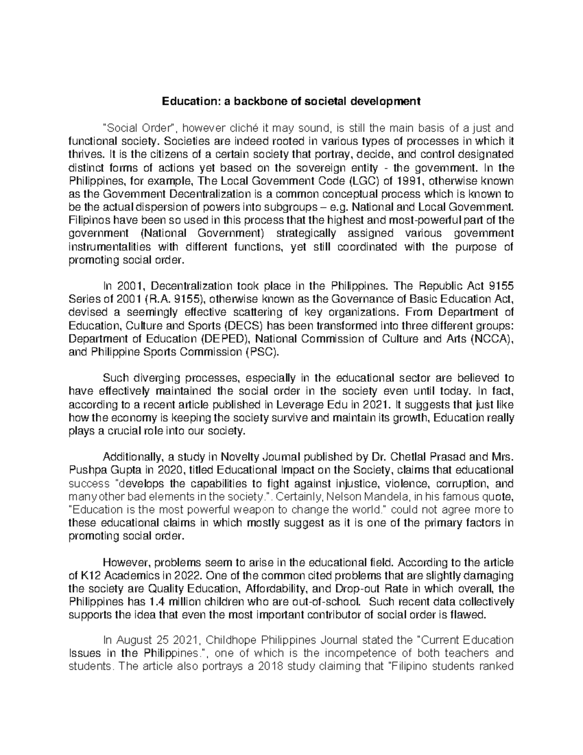 EDUC AS A Backbone OF Social Order - Education: a backbone of societal ...