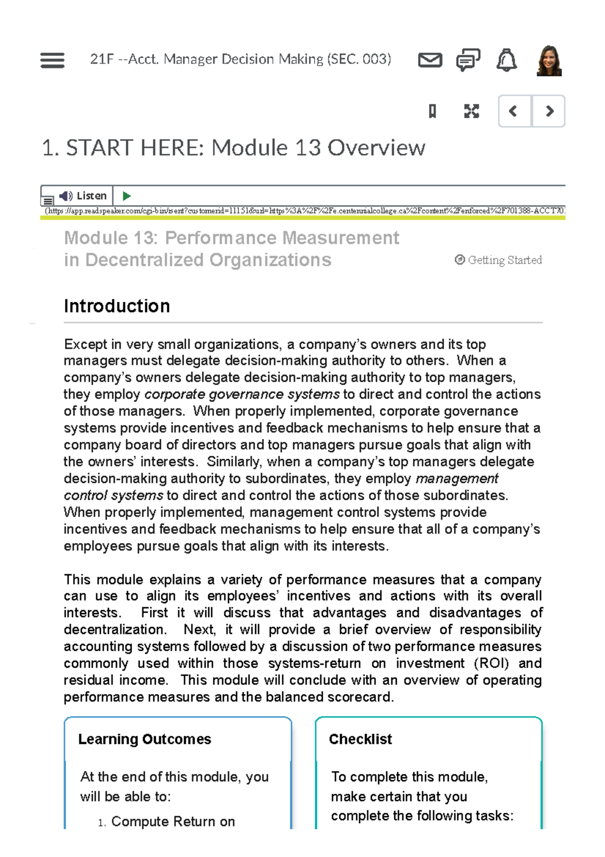 1. Start HERE Module 13 Overview - 21F -Acct. Manager Decision Making ...