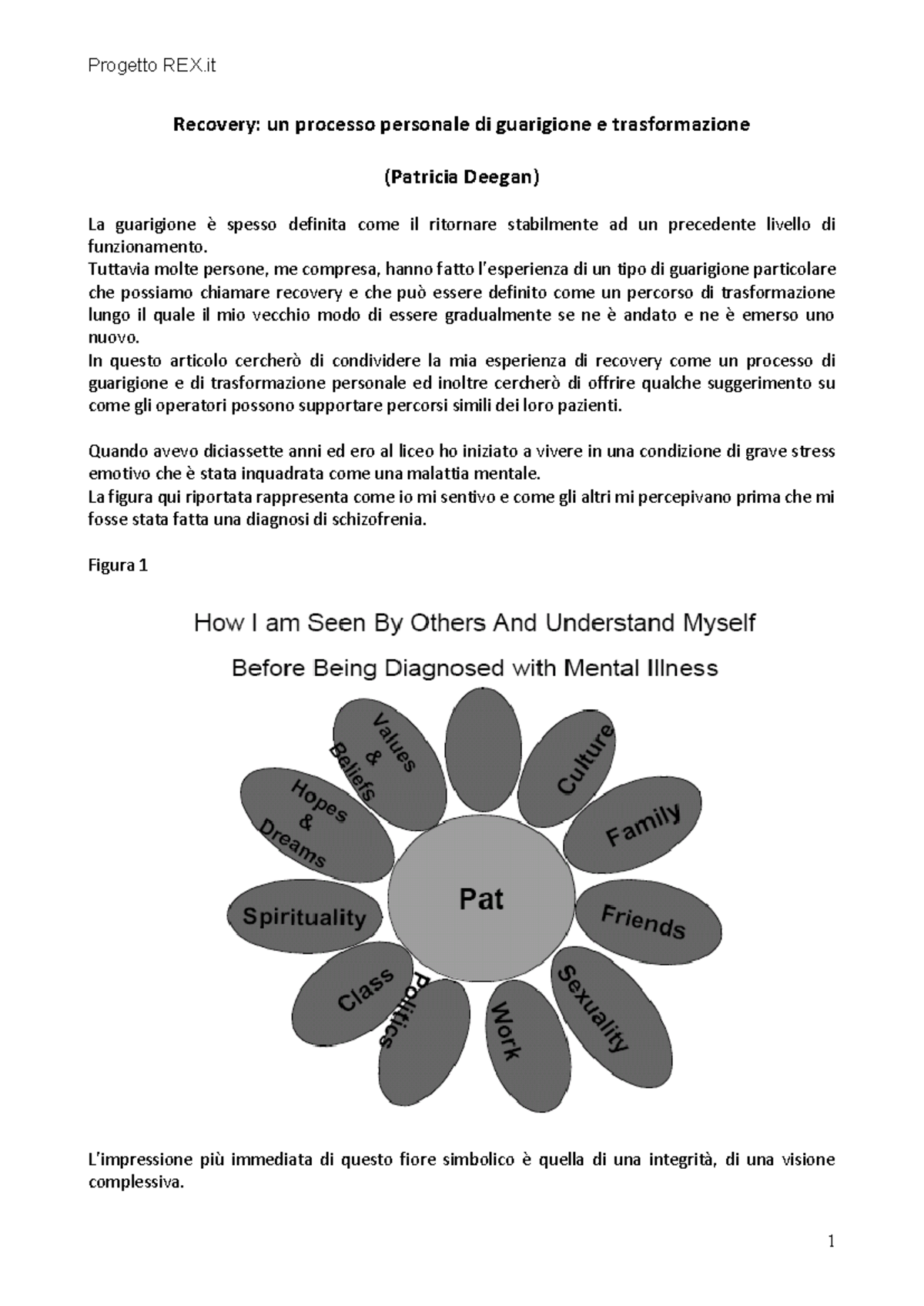 Patricia Deegan - Recovery: un processo personale di guarigione e ...