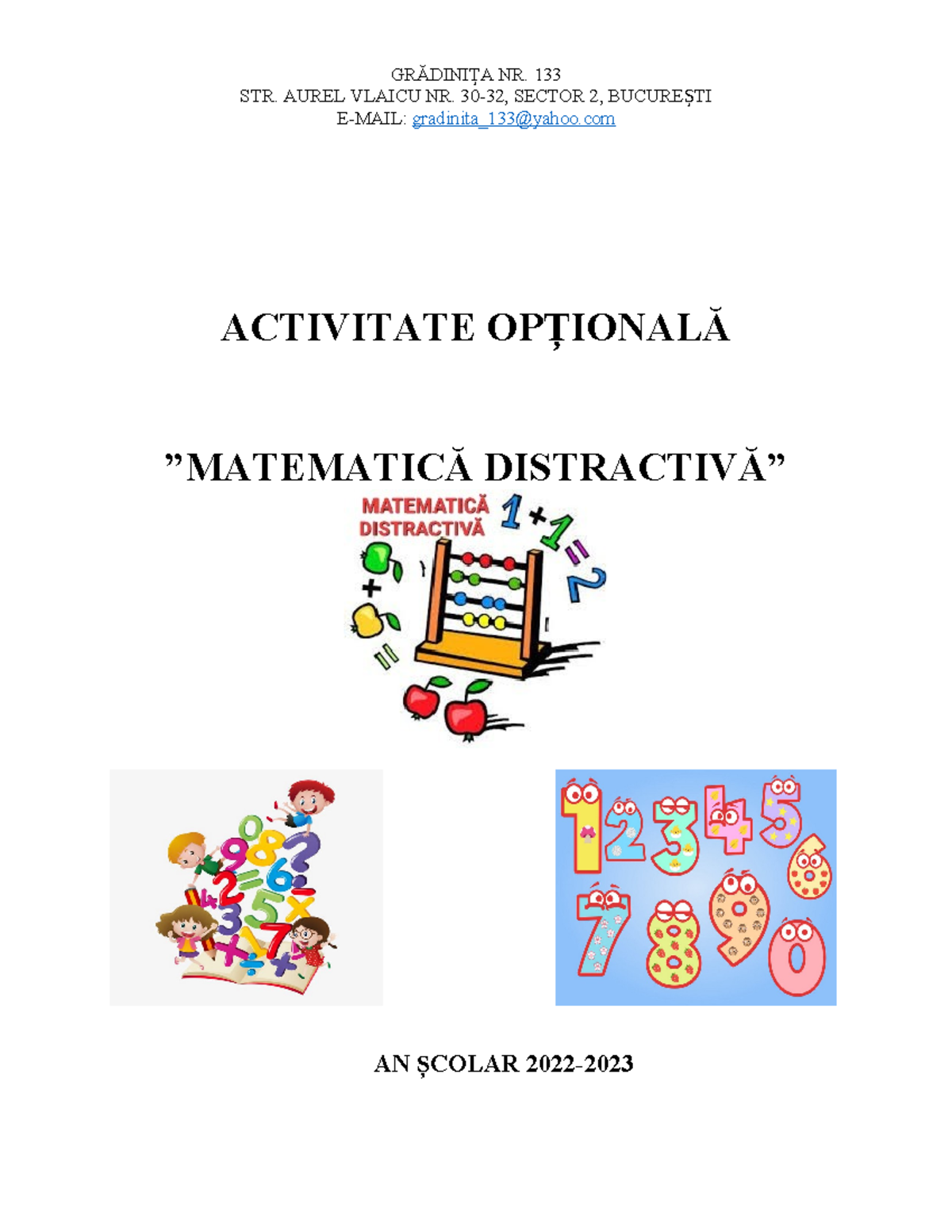 Optional matematica distractiva grupa mare - GRĂDINI ȚA NR. 133 STR ...