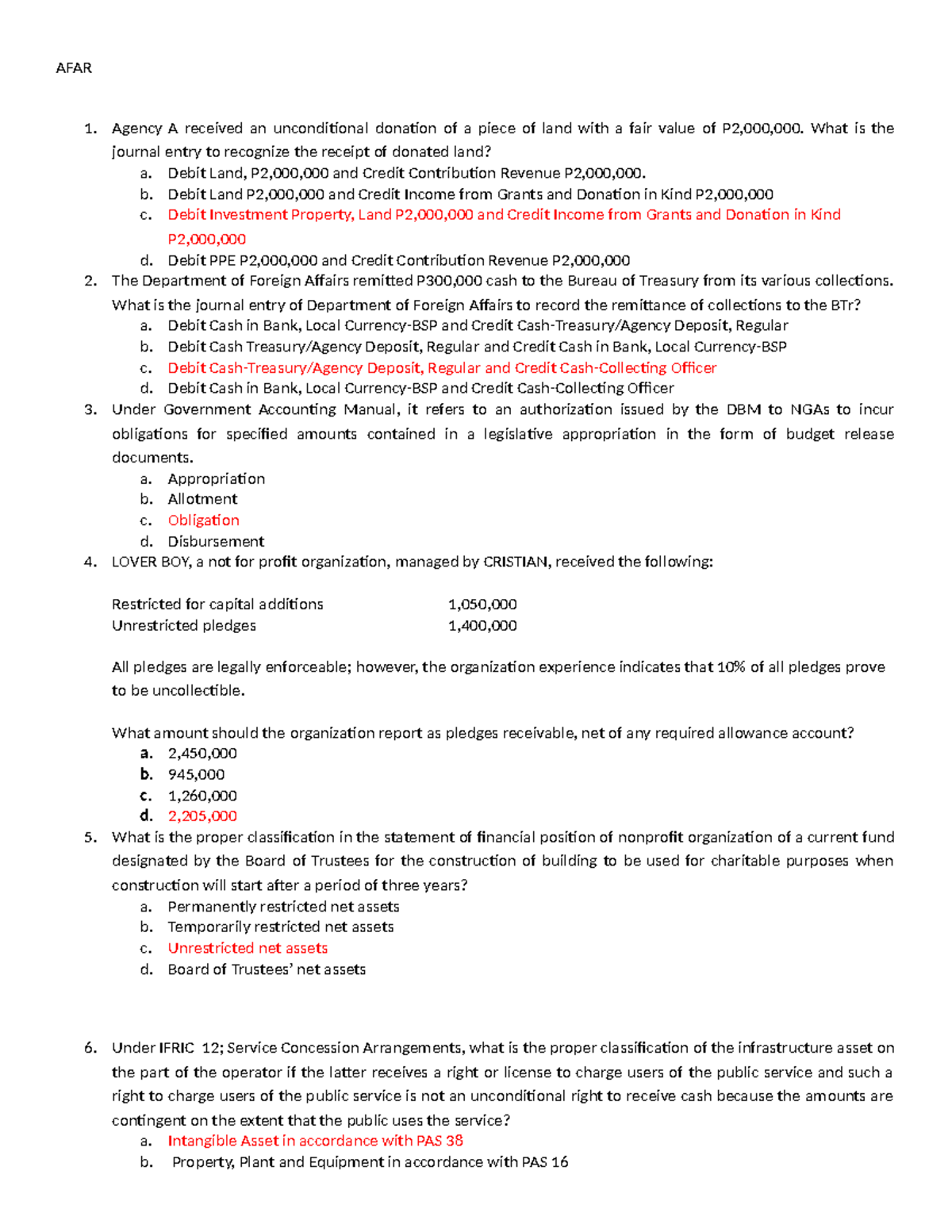 Pdfcoffee - Information System Auditing - AFAR Agency A received an unconditional donation of a ...