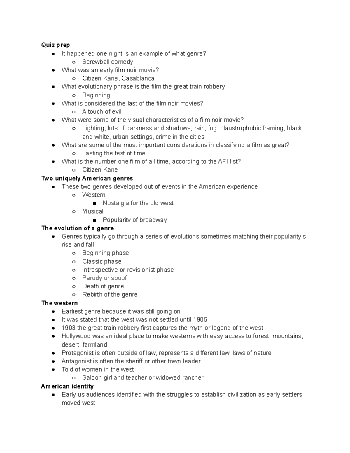 Film 10 - Tim Case Film Appreciation - Quiz prep It happened one night ...
