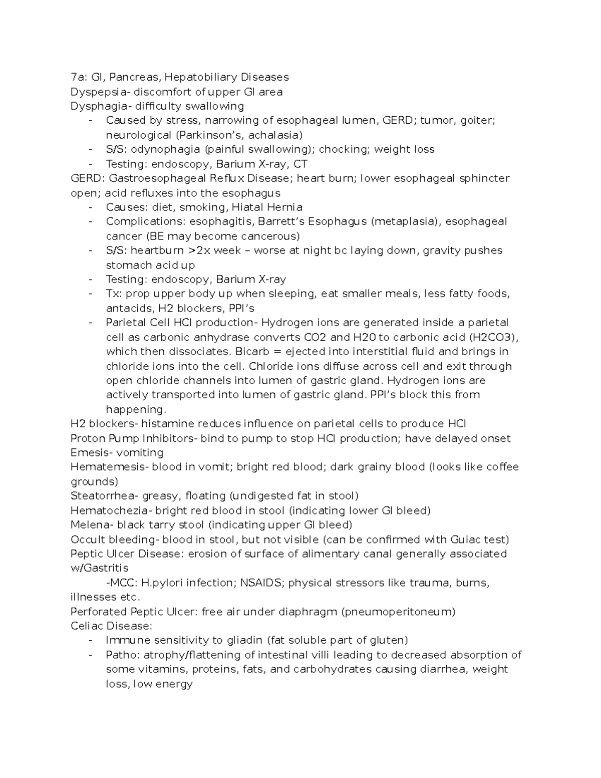 Notes to study for Patho Exam - 7a: GI, Pancreas, Hepatobiliary ...