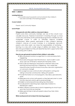 Lesson 1 Methods Most Commonly Used in Multigrade Teaching - EDE 321 ...