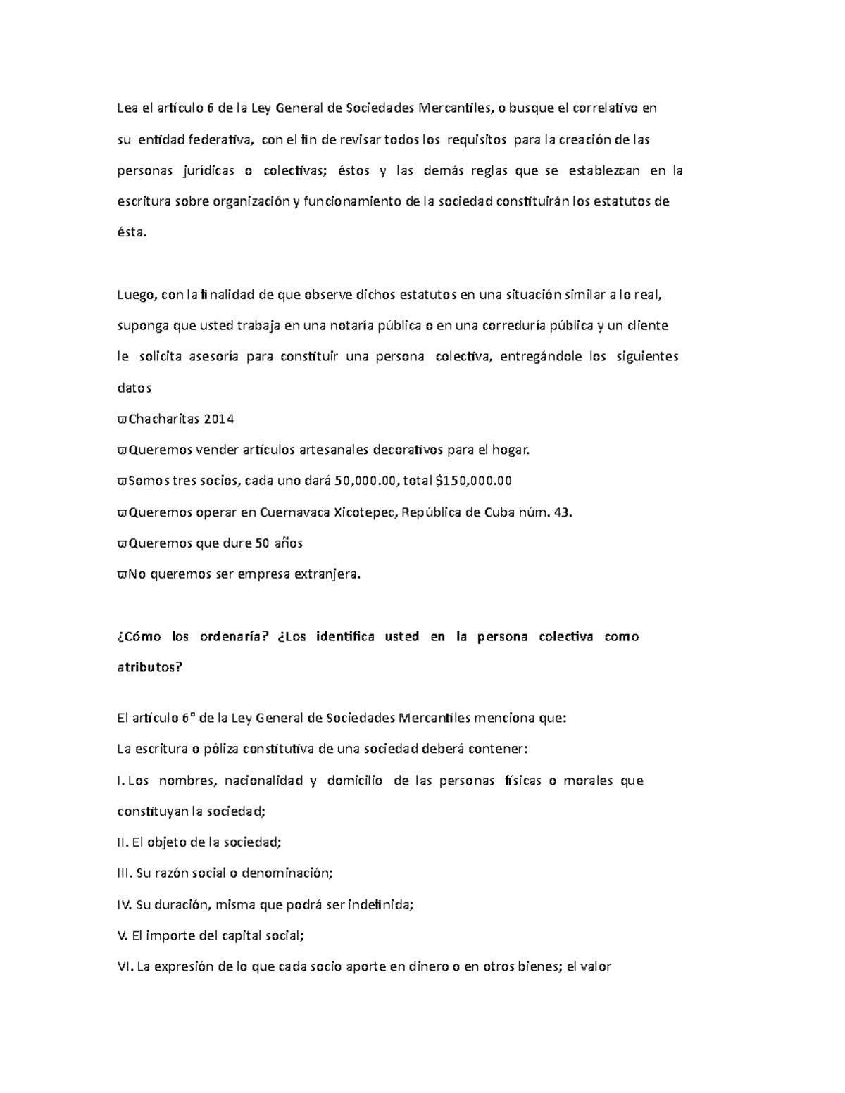 EL ARTÍCULO 6 DE LA LEY GENERAL DE SOCIEDADES MERCANTILES - Lea el ...