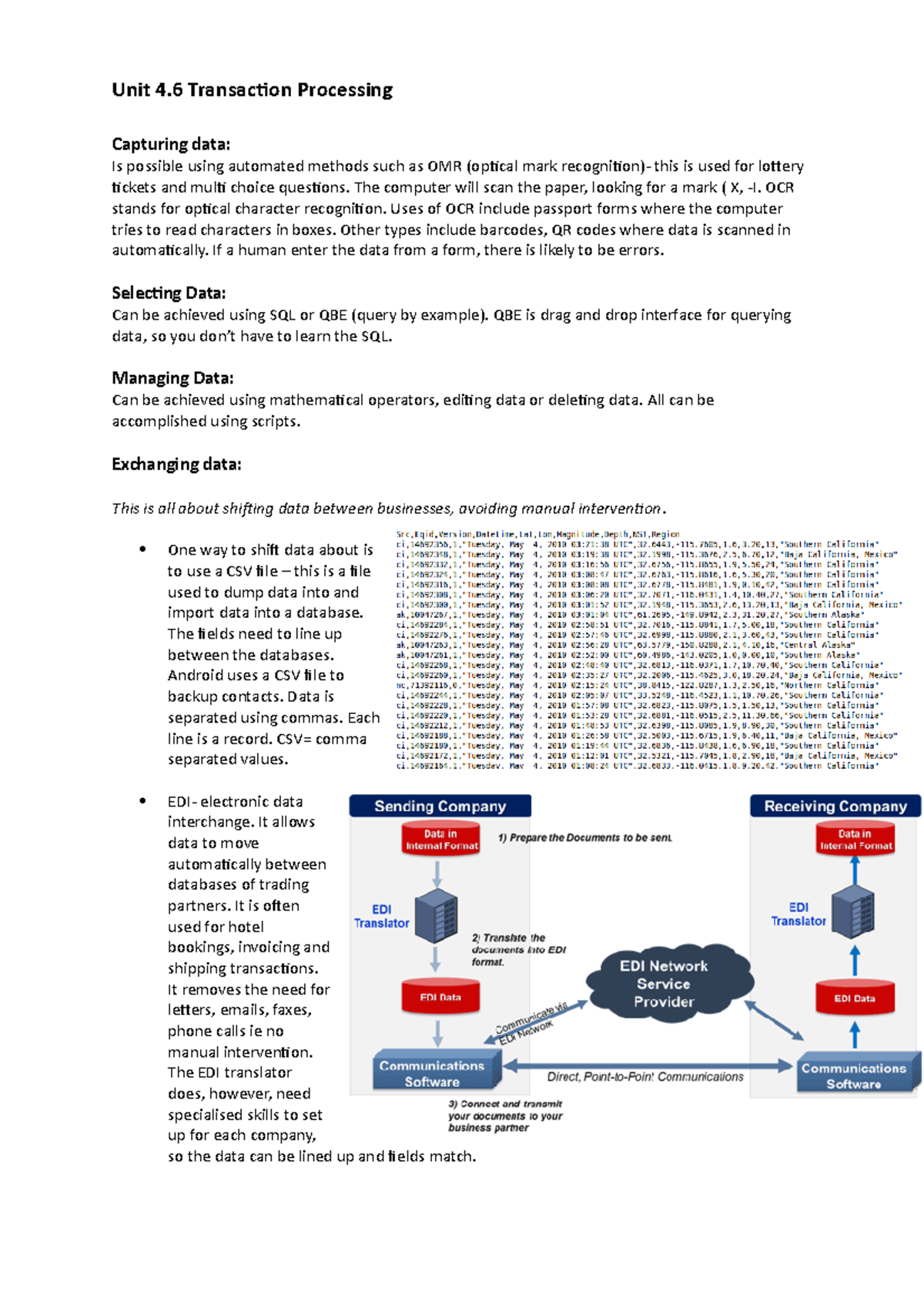 Transaction Processing - Unit 4 Transaction Processing Capturing data ...