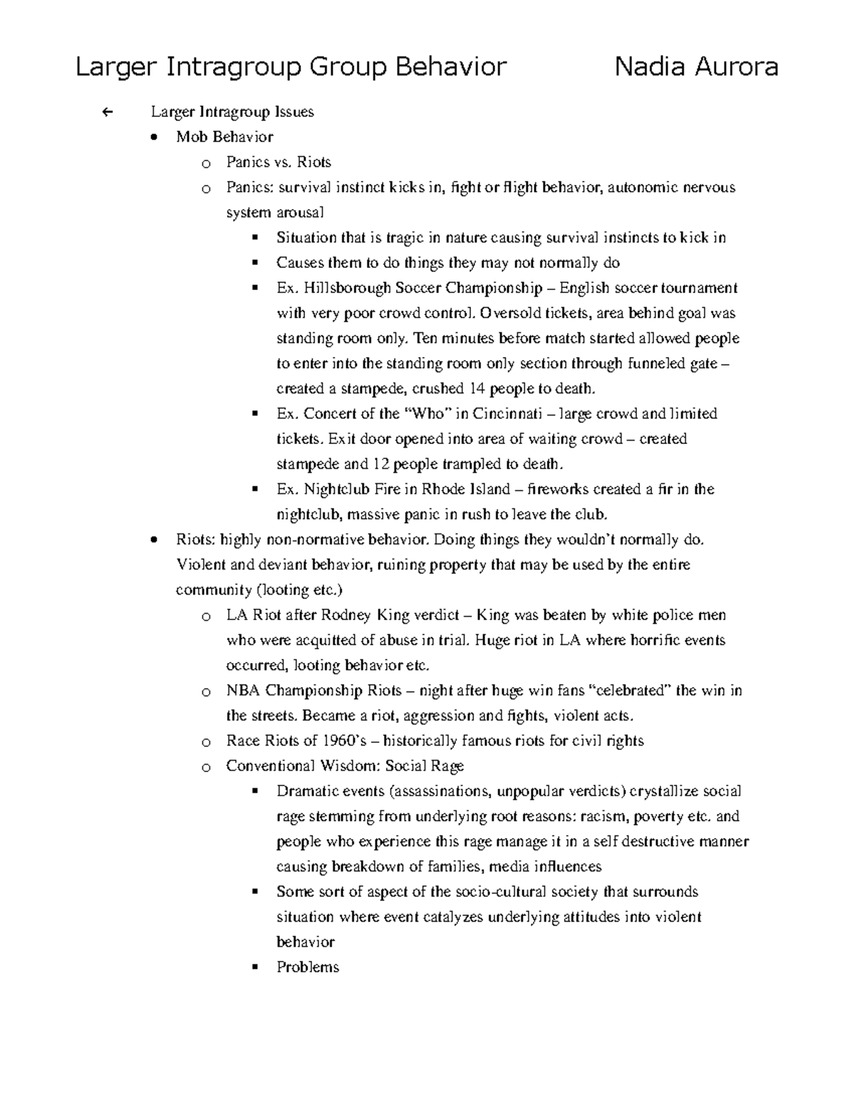 Social Psych 3 - Lecture notes 3 - Larger Intragroup Group Behavior ...