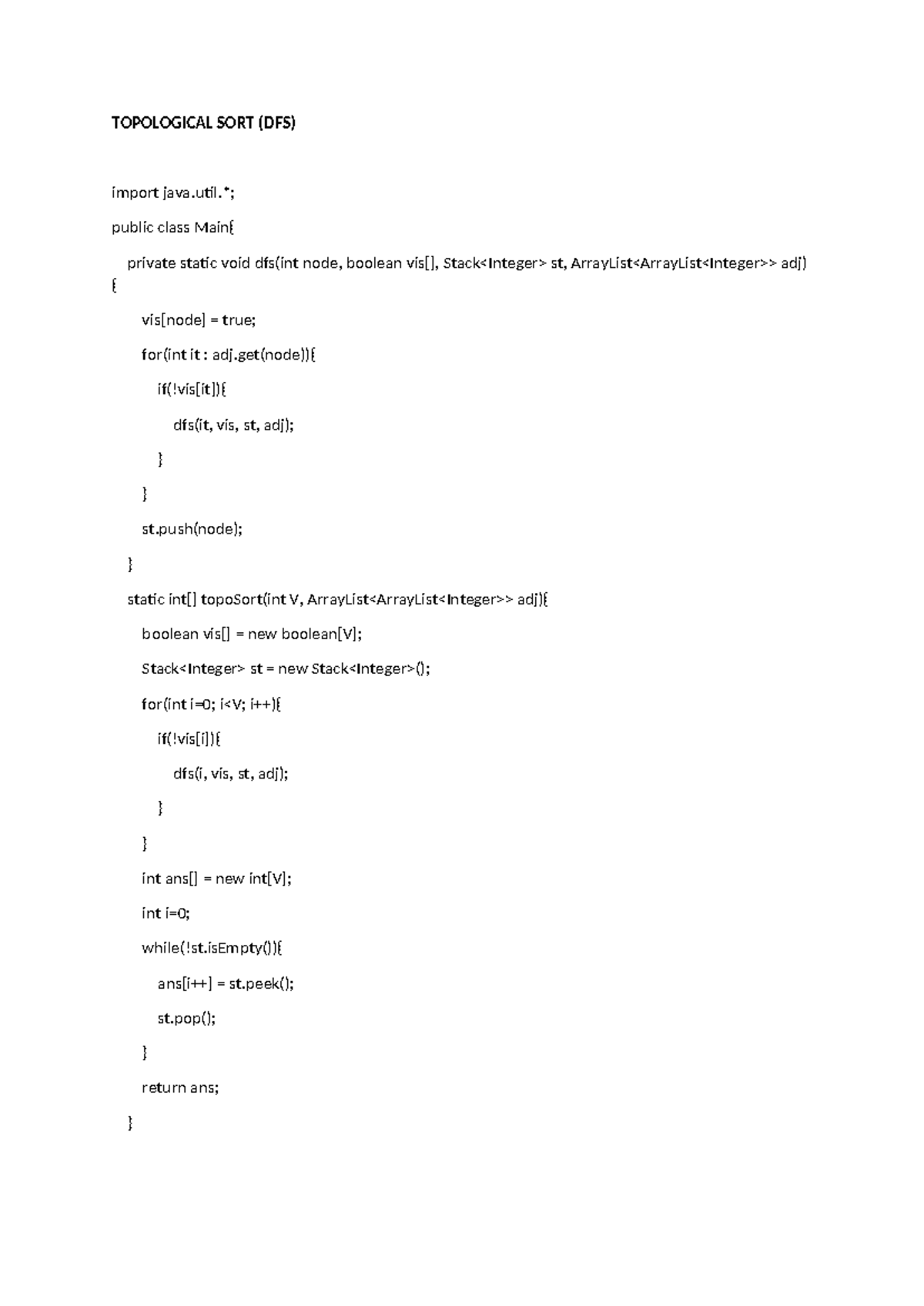 Topological SORT - A great guide - TOPOLOGICAL SORT (DFS) import java ...