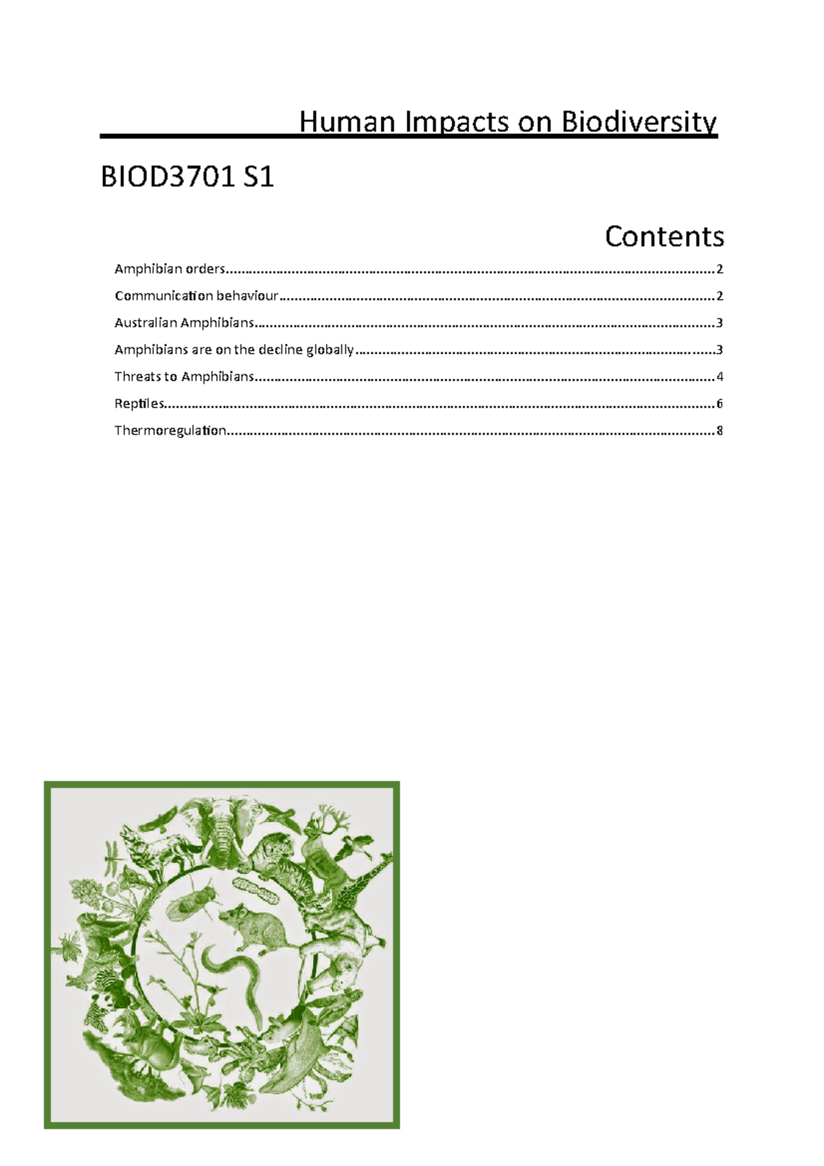 Human Impacts on Biodiversity notes - IOoo oo Human Impacts on ...