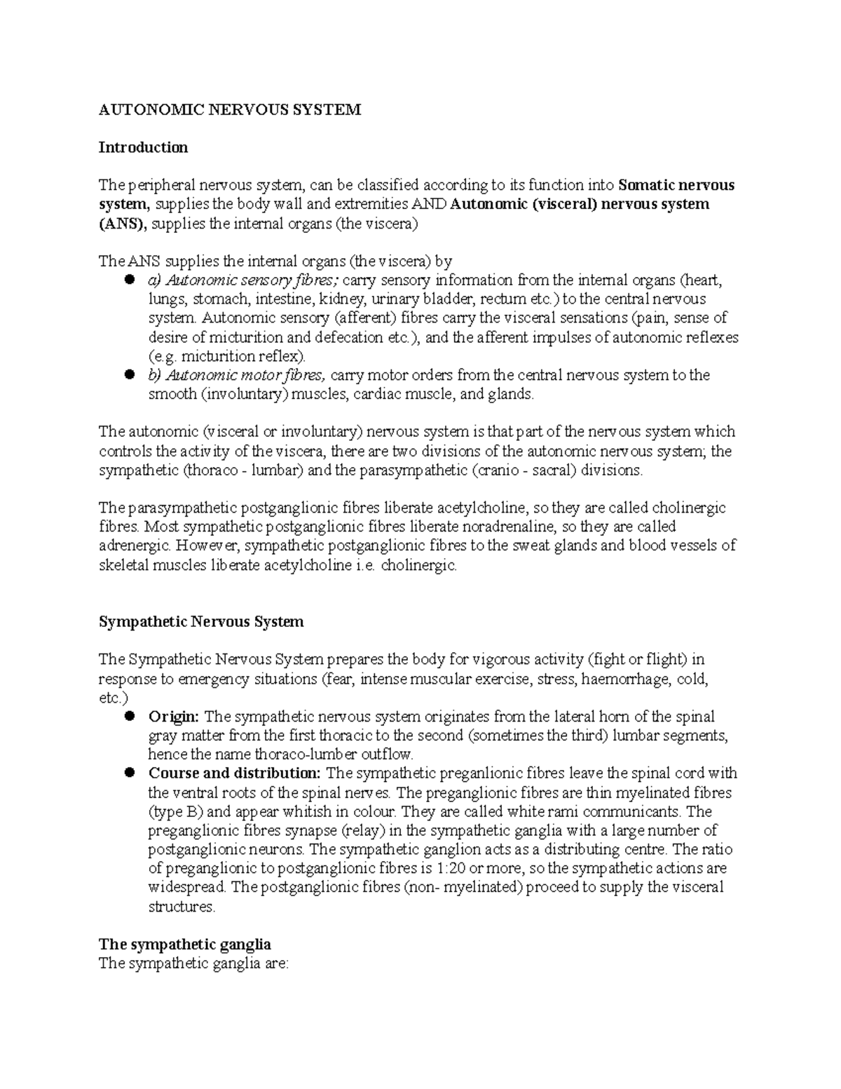 Autonomic Nervous System part 1 - AUTONOMIC NERVOUS SYSTEM Introduction ...