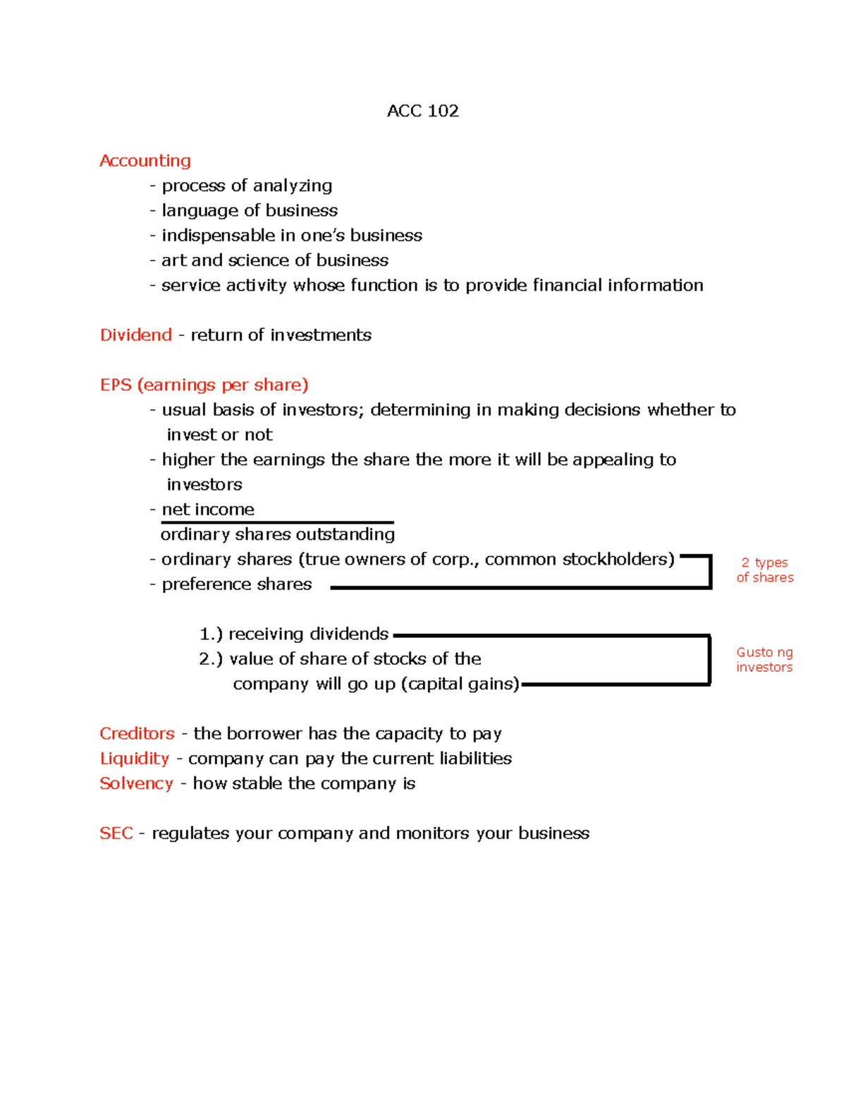 ACC 102 Incomplete - notes - ACC 102 Accounting process of analyzing ...